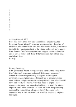 Resources and CapabilitiesThe RBV and the VRIO Framework.docx