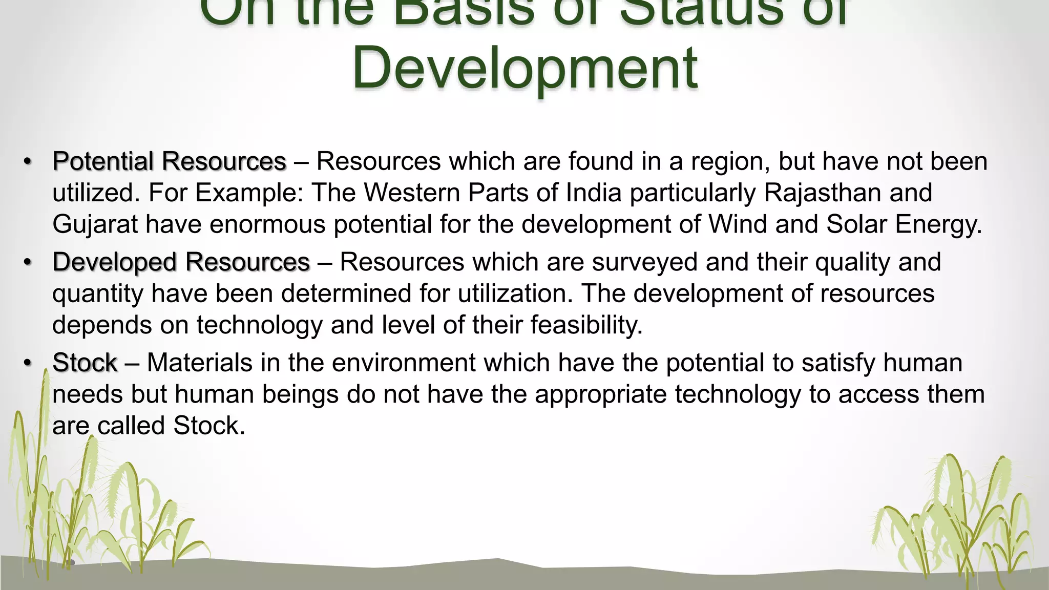 RESOURCES and DEVELOPMENT.pptx | Environment | Science