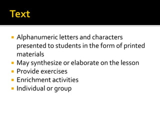 Resources and materials usually used in teaching | PPT