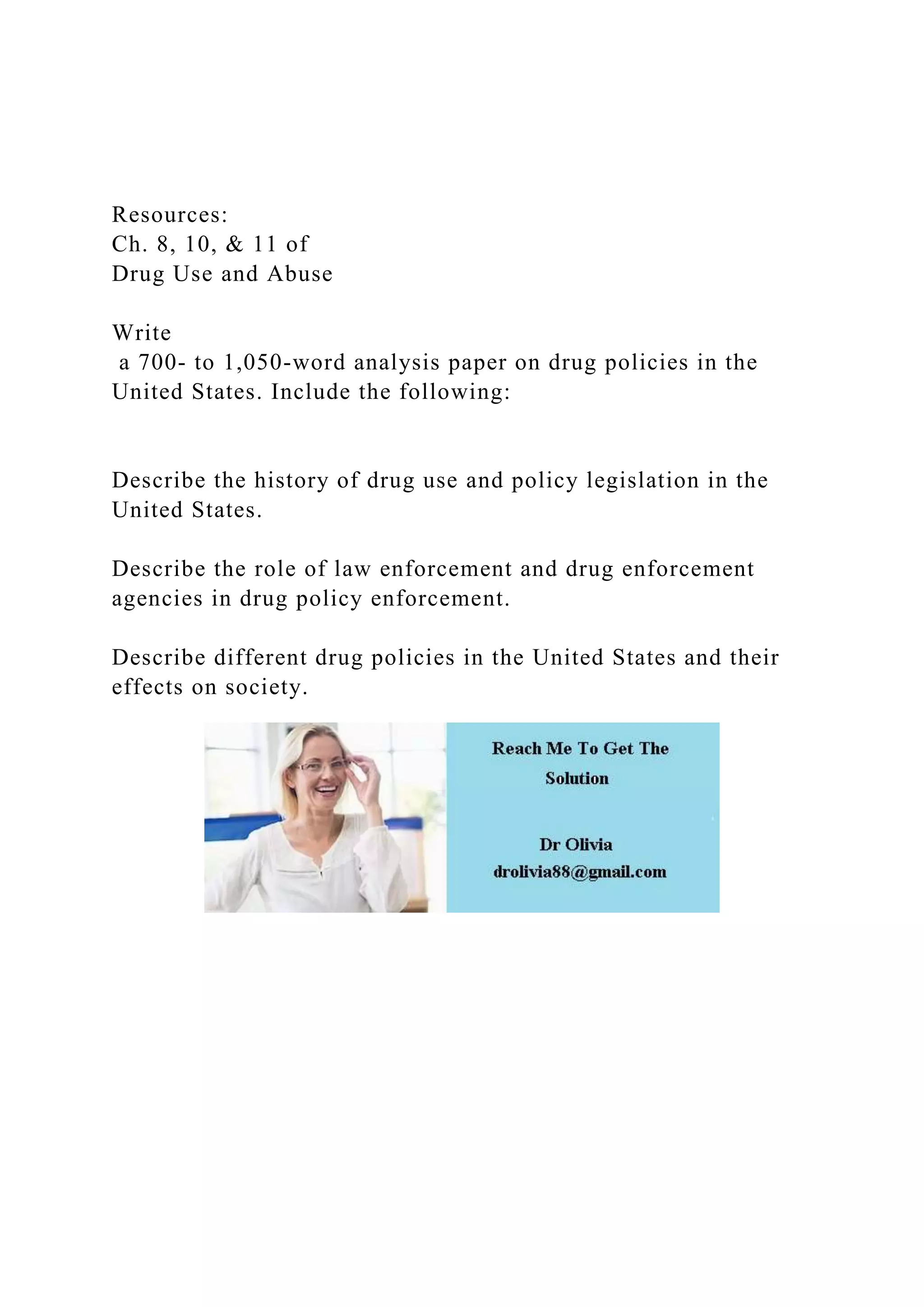 Resources Ch. 8, 10, & 11 of Drug Use and AbuseWrite .docx