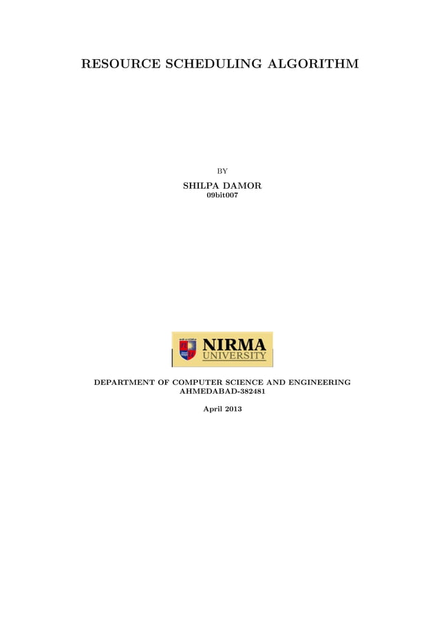 Resource Scheduling Algorithm Pdf