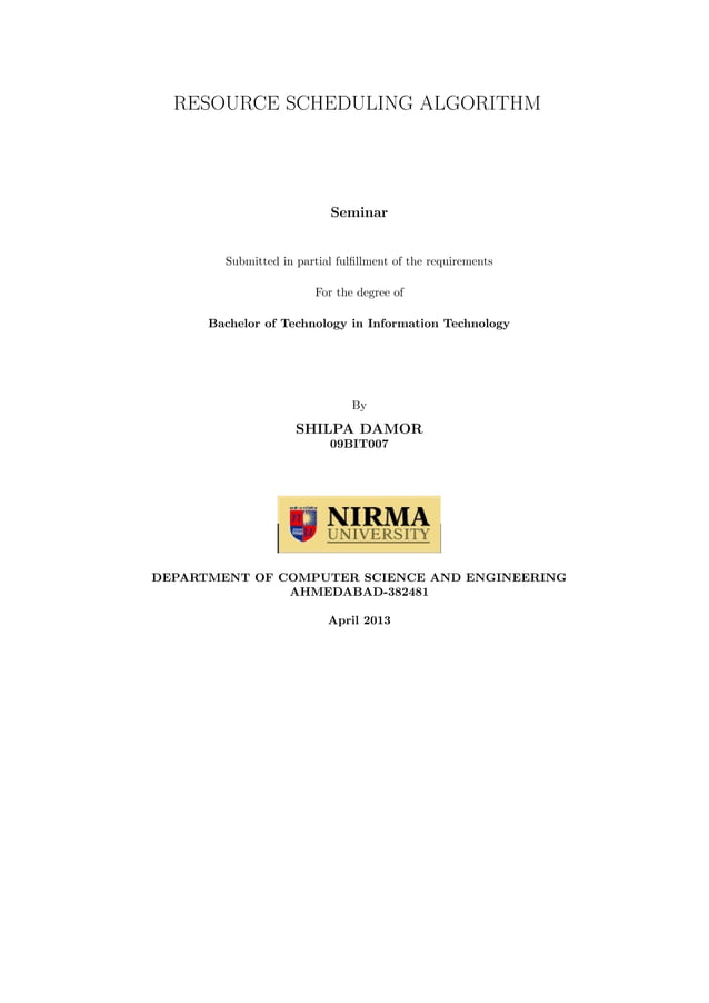 Resource scheduling algorithm | PDF