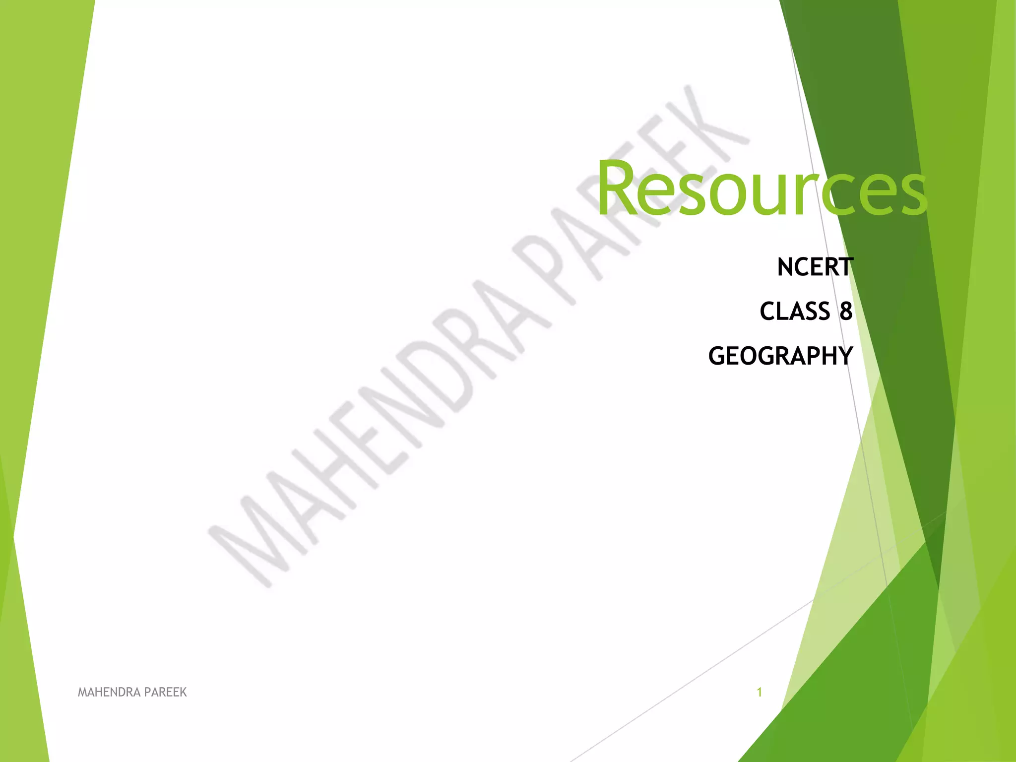 Resources class 8 | PDF