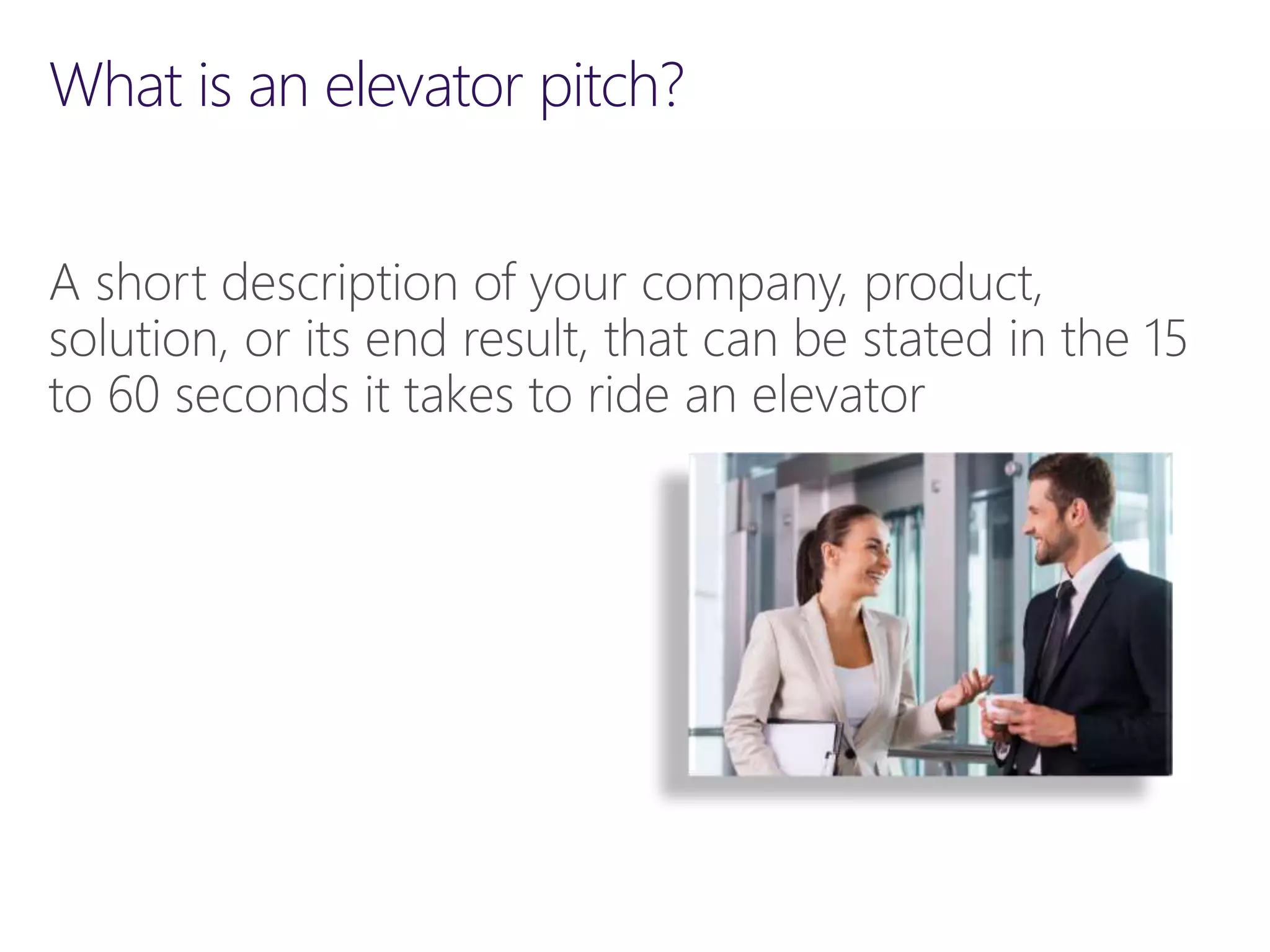 Resources elevator pitches | PPT