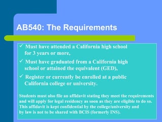 Resources for ab 540 | PPT | College Planning | College Education