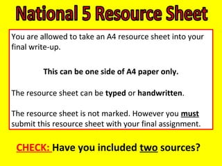 Resource sheet instructions | PPT