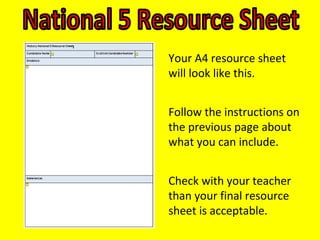 Resource sheet instructions | PPT