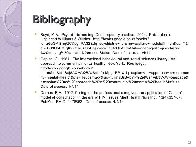 Resources in community care, caplan's model, psychiatric nursing