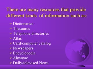 Resources of Information | PPT
