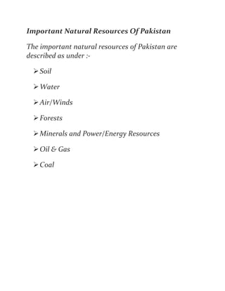Resources of Pakistan | PDF