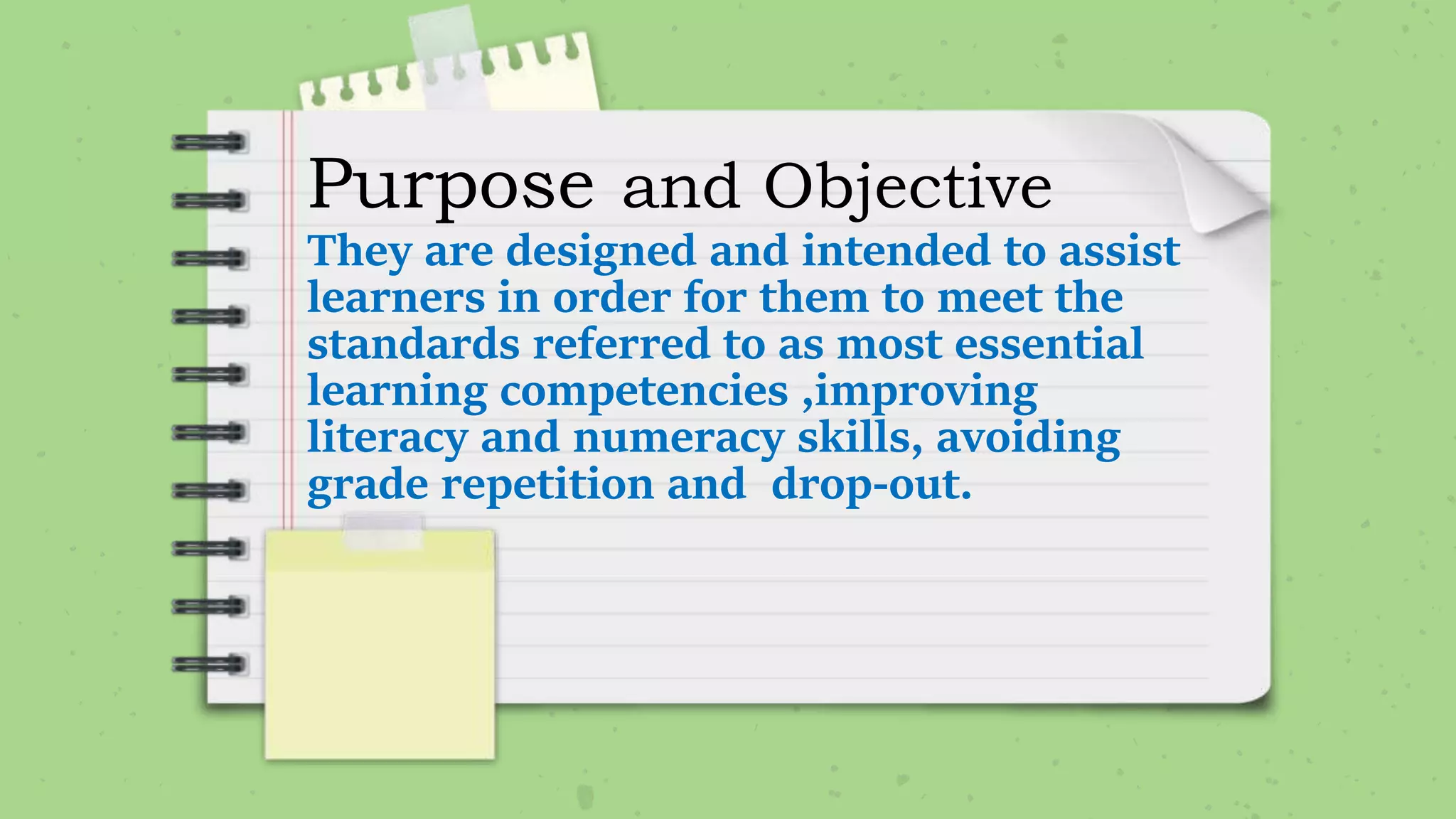 Development of Intervention Materials and Remedial Lessons for Learners ...