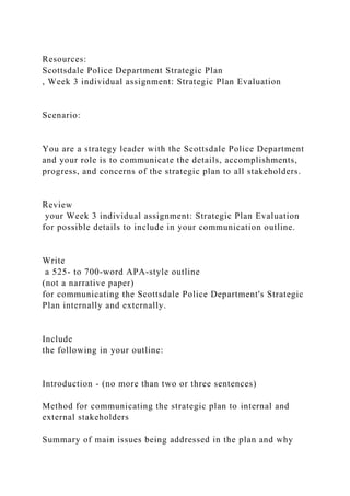 Resources Scottsdale Police Department Strategic Plan, Week 3 i.docx