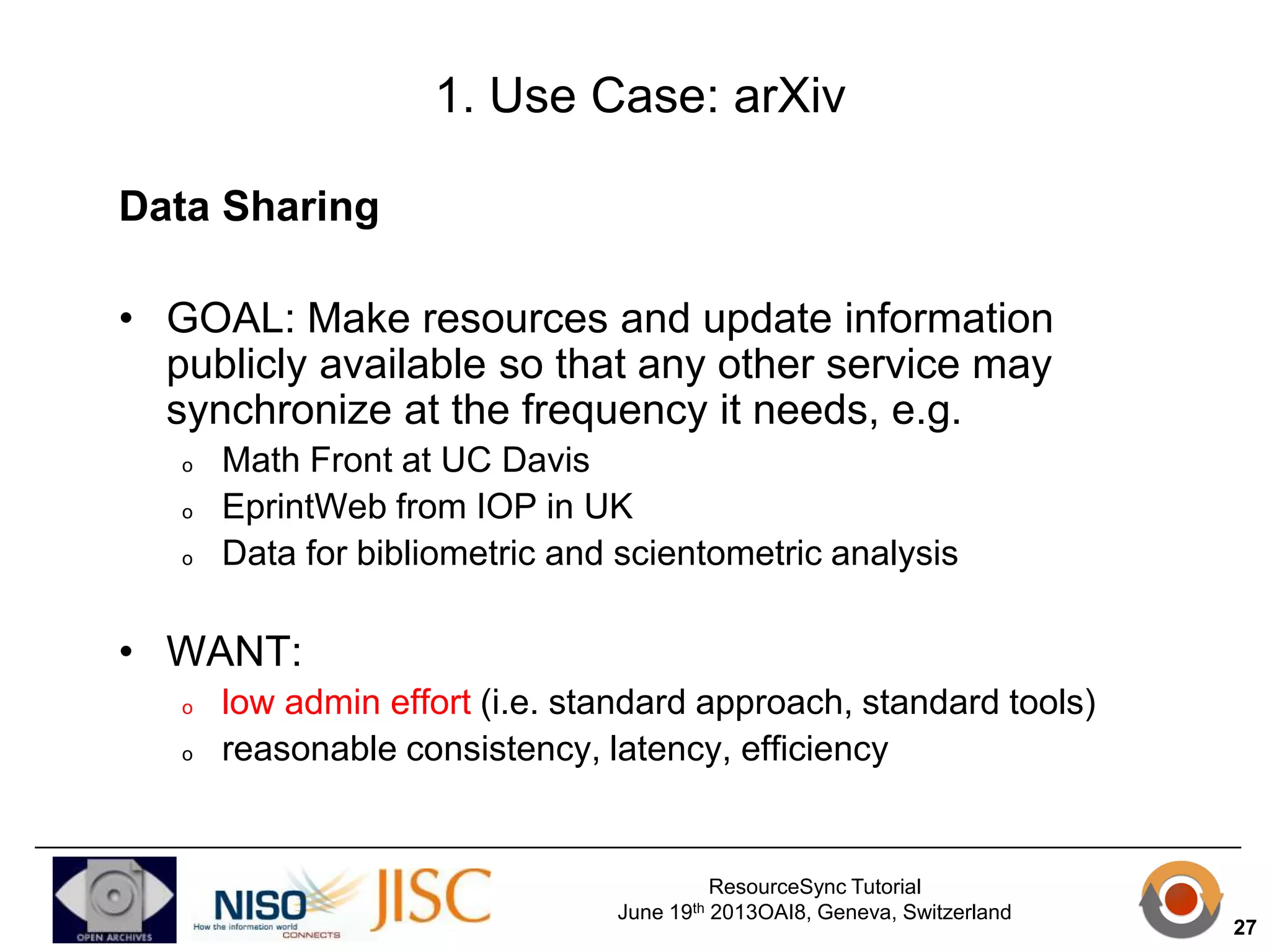 ResourceSync tutorial OAI8 | PPT
