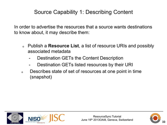 ResourceSync tutorial OAI8 | PPT