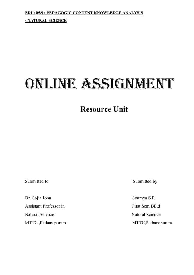 RESOURCE UNIT.pdf | Homework and Study | Education