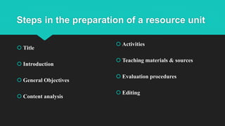 Resource unit ppt | PPTX