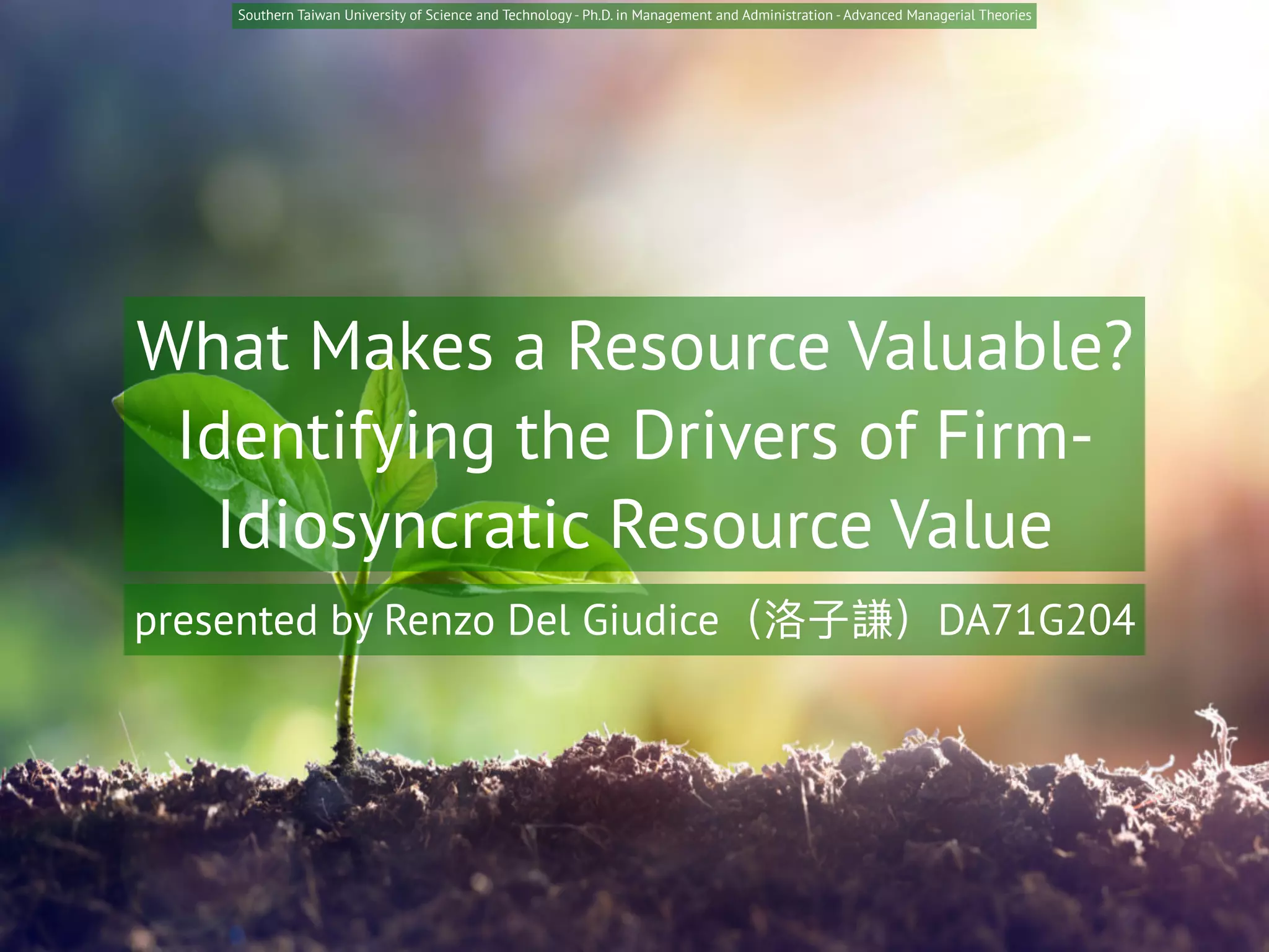 What Makes a Resource Valuable? Identifying the Drivers of Firm ...