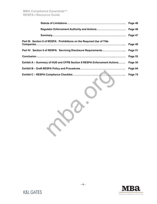 MBA Compliance Essentials: RESPA I Resource Guide | PDF