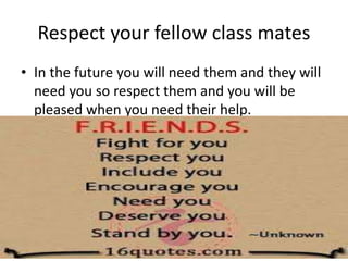 Respect of friends family and teachers | PPTX