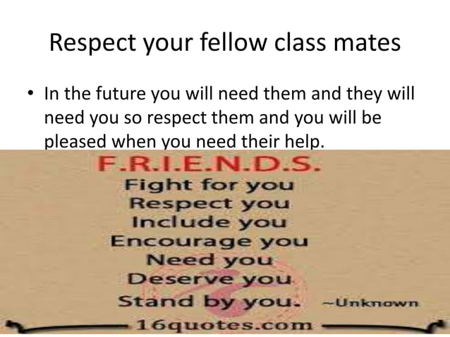 Respect of friends family and teachers | PPTX