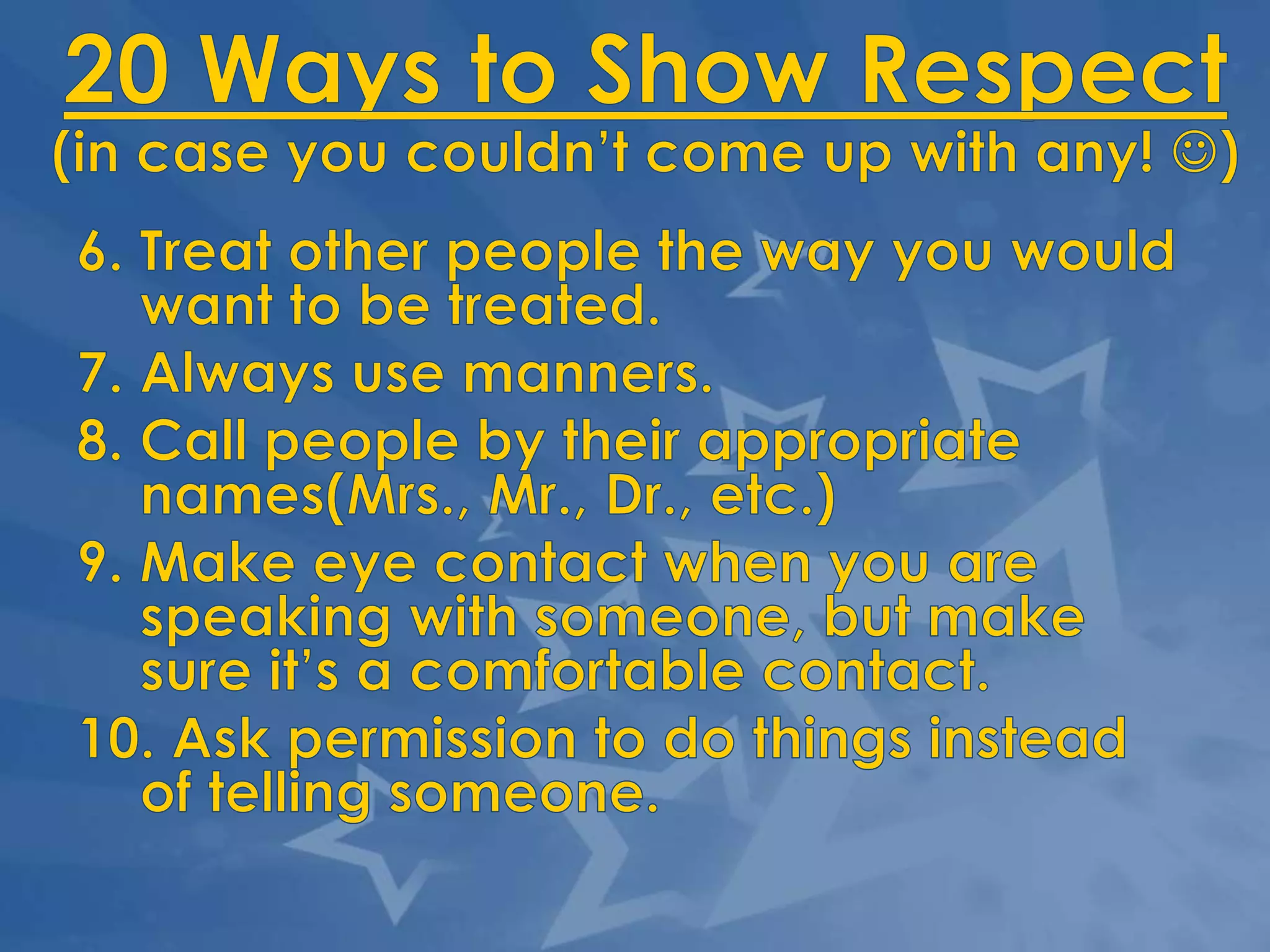 BMS Character Education - Respect | PPTX | Education