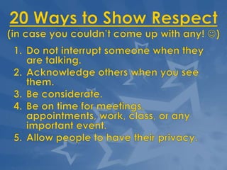 BMS Character Education - Respect | PPTX | Education