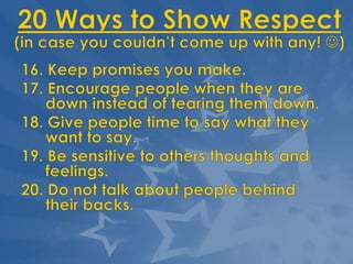 BMS Character Education - Respect | PPTX | Education