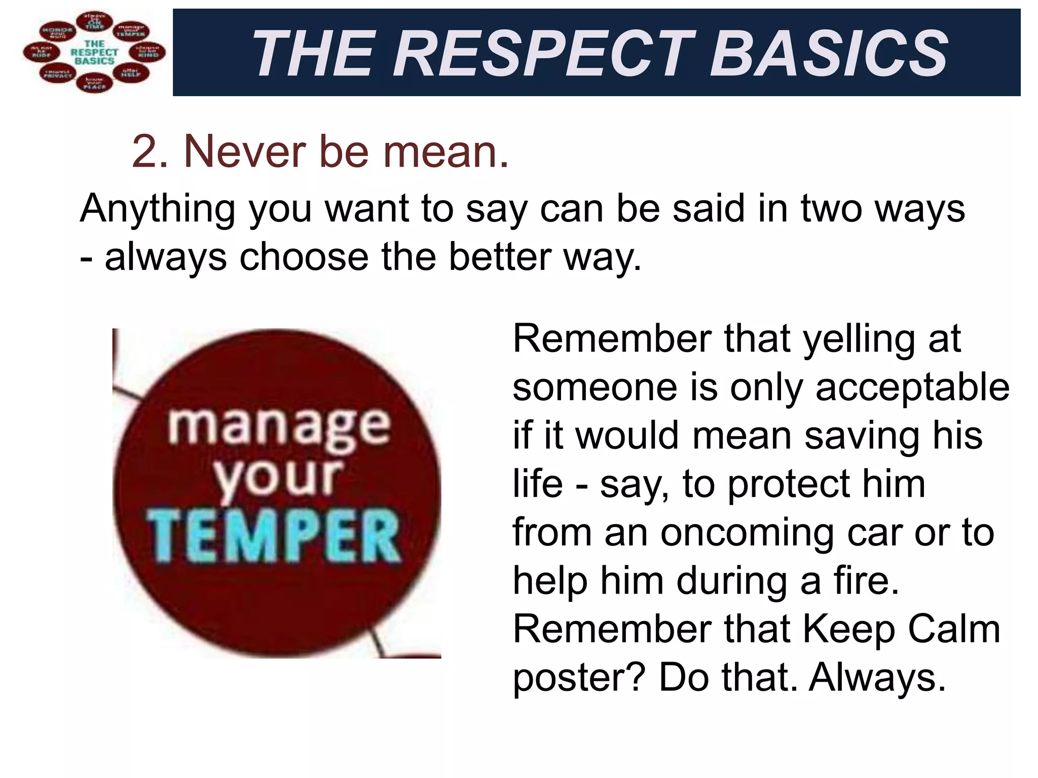 The Respect Basics -Respect begets respect | PPT