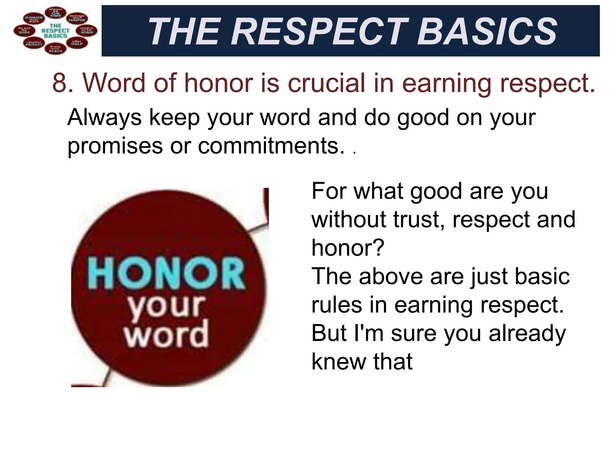 The Respect Basics -Respect begets respect | PPT