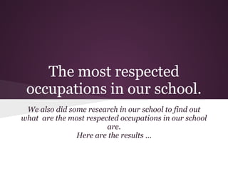 Respected occupations | PDF | Resume Writing and Advice | Job Search