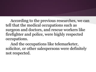 Respected occupations | PDF | Resume Writing and Advice | Job Search