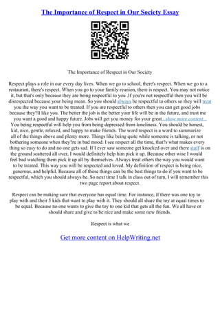 Respect Essays | PDF