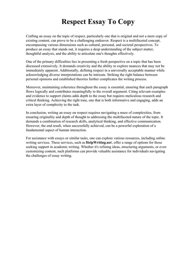 Respect Essay To Copy | PDF | Education