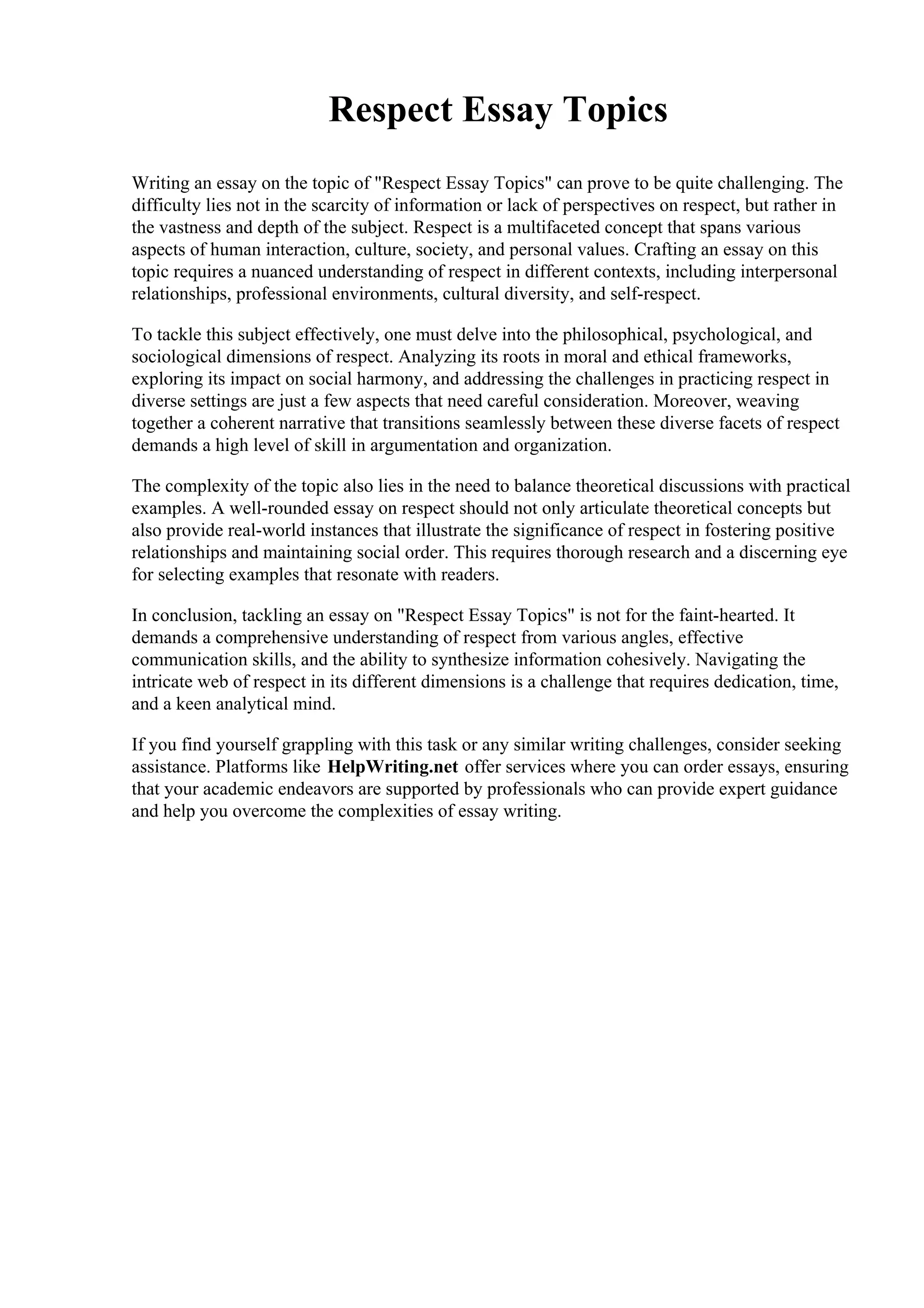 Respect Essay Topics.pdf