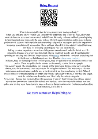 Respect Life Essay | PDF | Dating | Family and Relationships