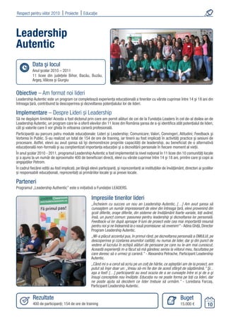 Respect pentru viitor 2010 - Educatie | PDF