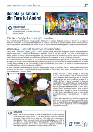 Respect pentru viitor 2010 - Educatie | PDF