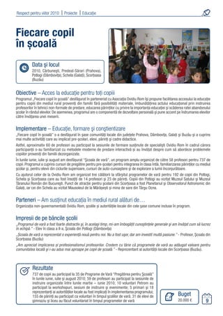 Respect pentru viitor 2010 - Educatie | PDF