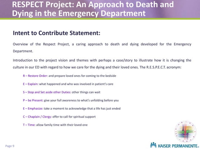 RESPECT Project: An Approach to Death and Dying in the Emergency ...