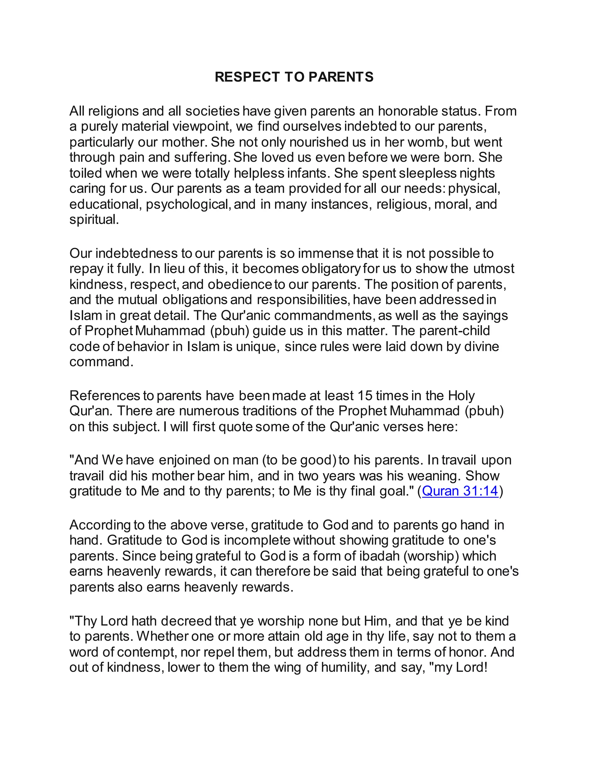 Respect to parents | DOCX