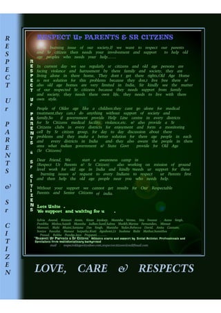 Respect ur parents & sr citizens(Old Ages) | PDF | Family and Relationships