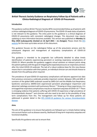 Resp follow up guidance post covid pneumonia | PDF | Lung and ...