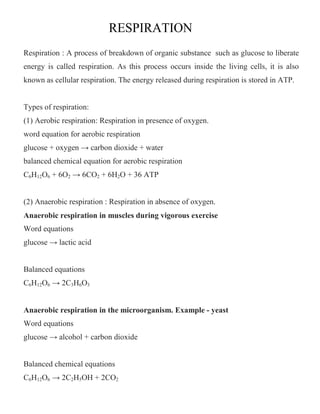 Biology Class 10 Notes of Respiration.pdf