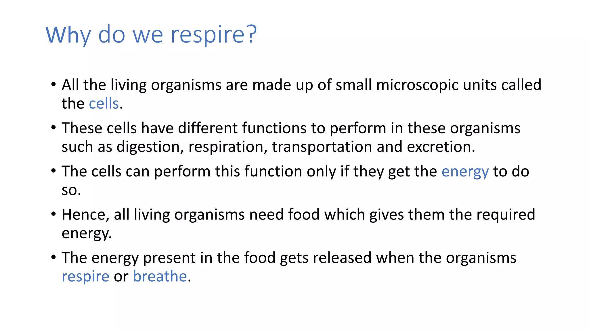 Respiration in living organisms CLASS 7 | PPTX