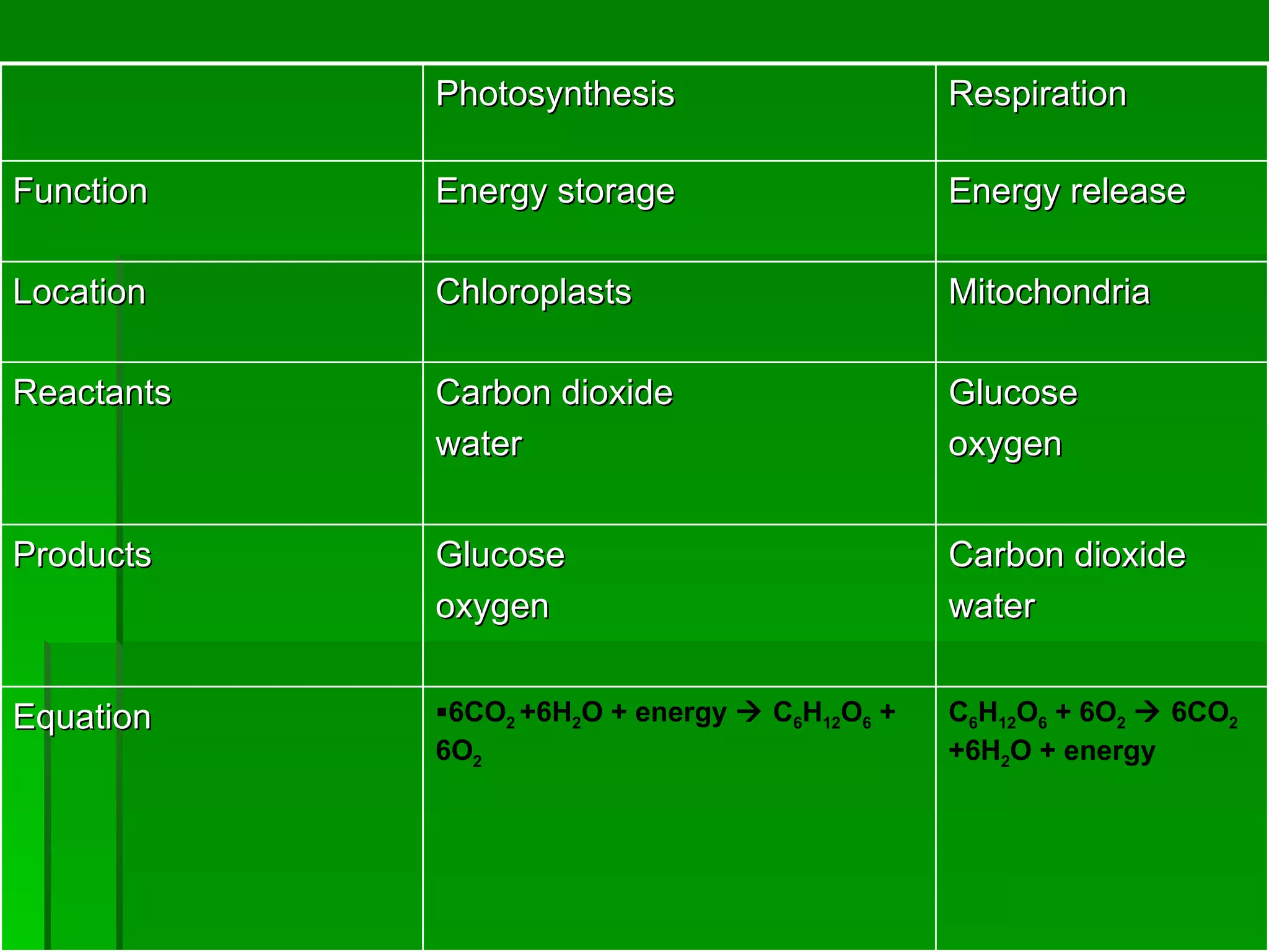 Respiration & photosynthesis | PPT | Chemistry | Science