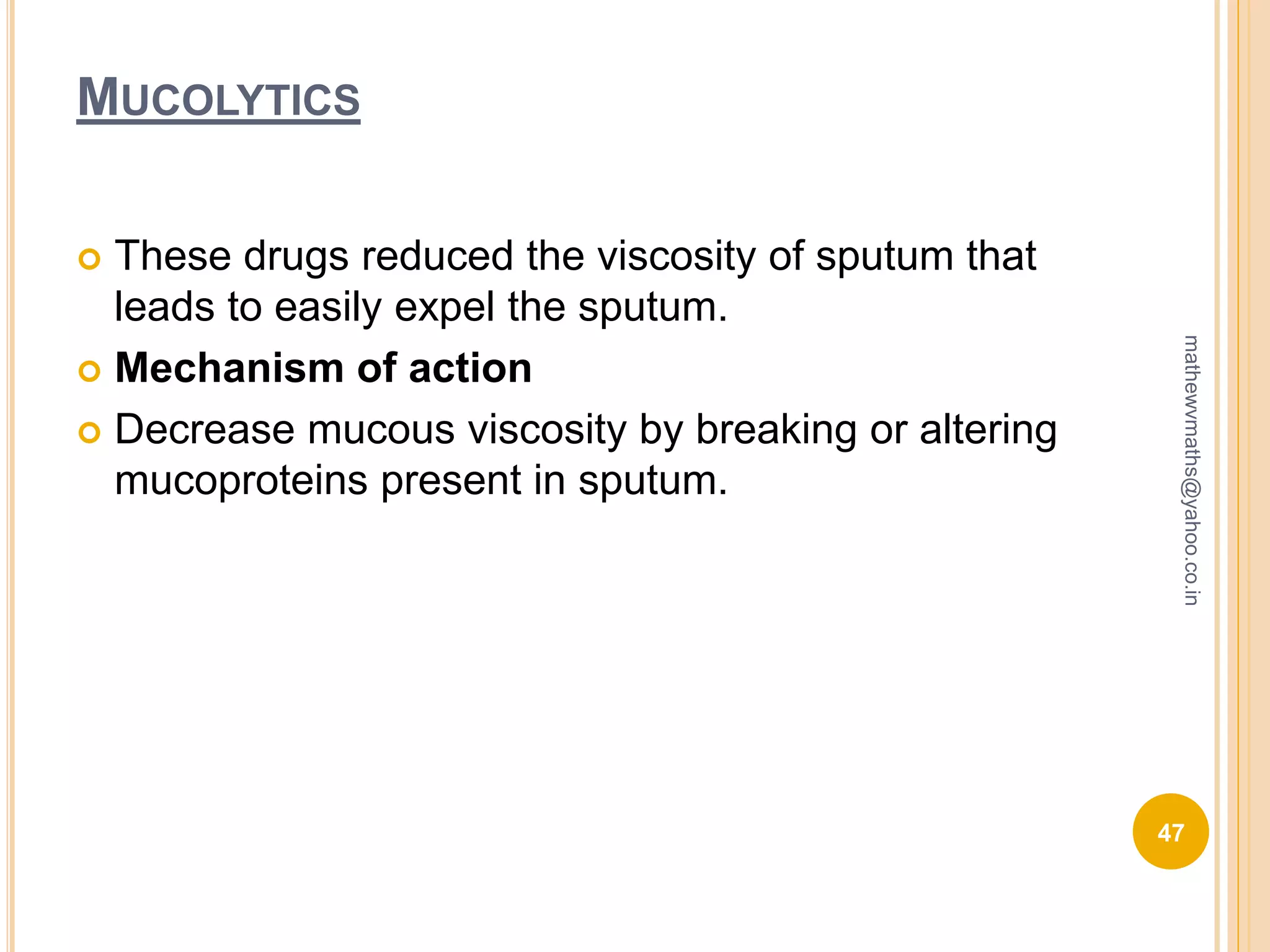 Respiratory agents- DRUGS OF RESPIRATORY SYSTEM | PPTX