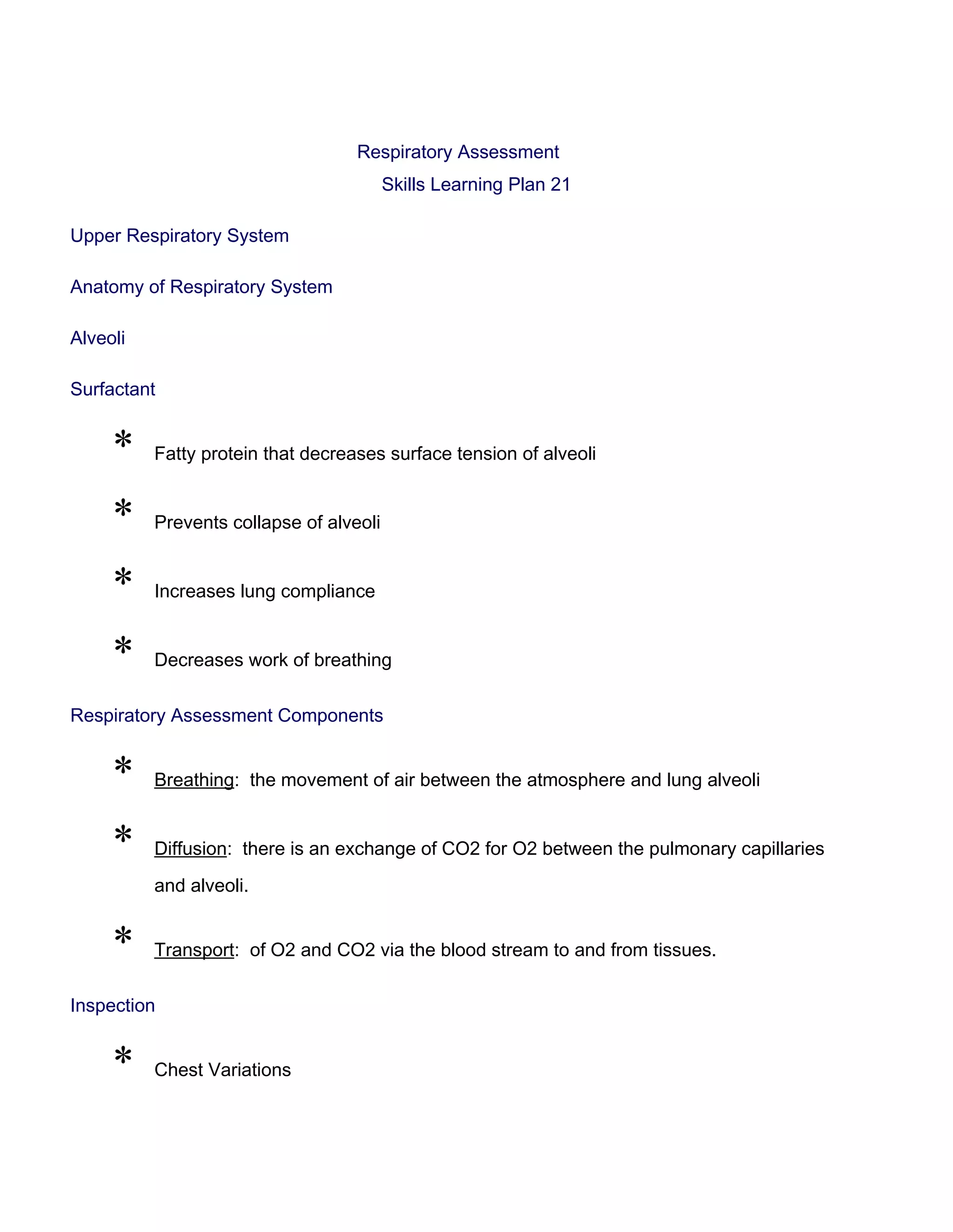 Respiratory assessment | PDF