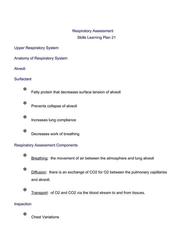 Respiratory assessment | PDF