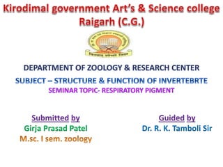 Respiratory Pigment(Girja Pd. Patel) | PPTX