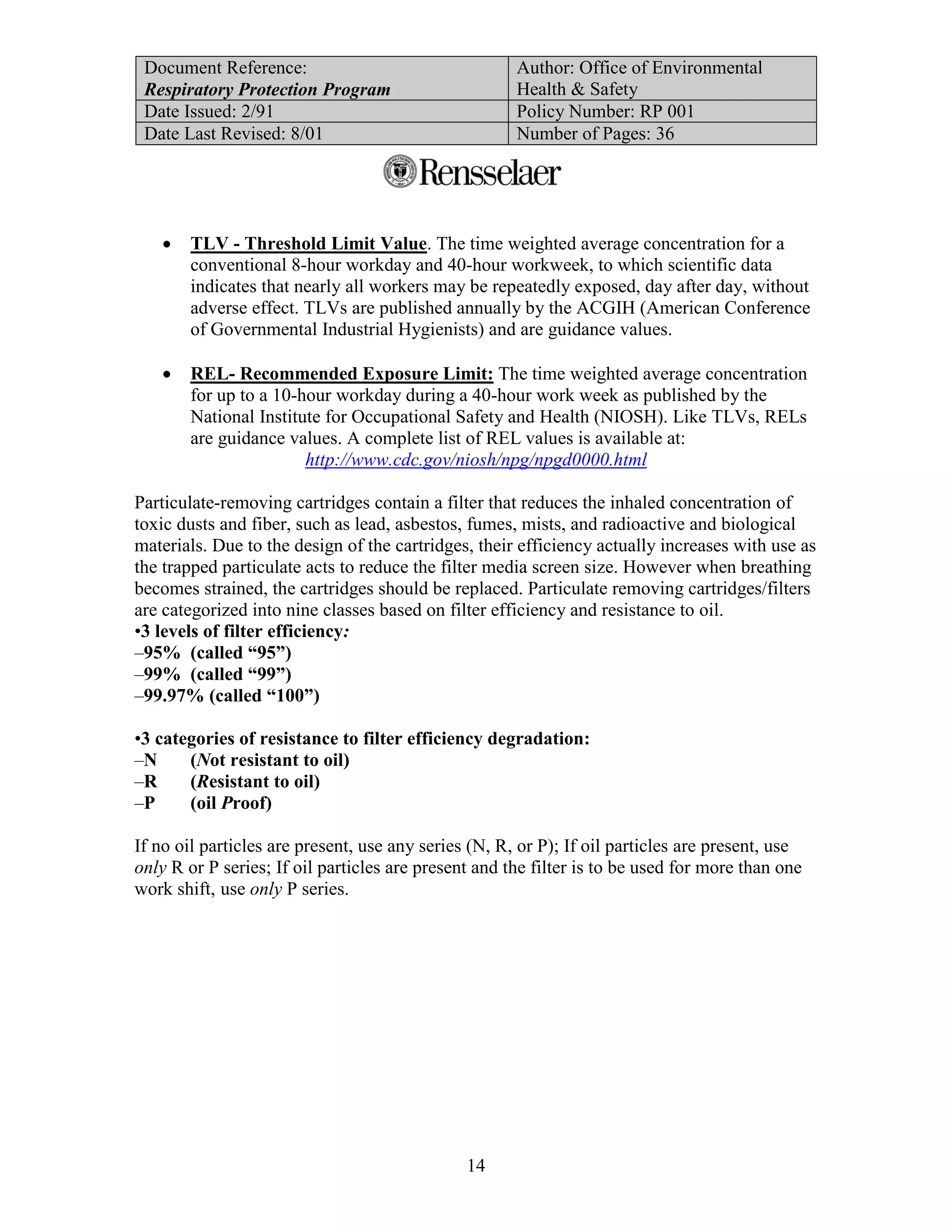 Respiratory protection program | PDF